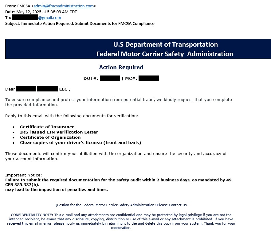 Fraud Alerts | FMCSA